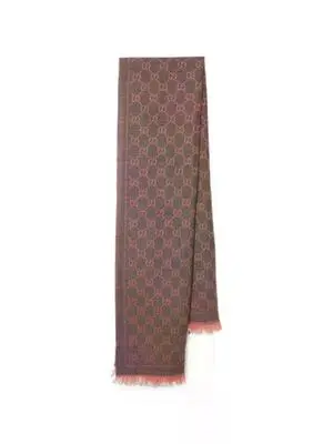 Gucci Gg Jacquard Reversible Scarf - Brown