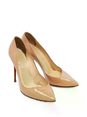 CHRISTIAN LOUBOUTIN Patent Pointed Toe Stiletto Heel Pumps - Neutrals