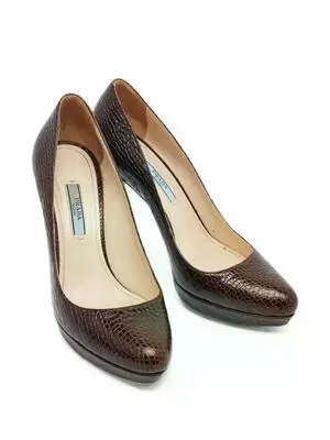 Prada Croc-embossed Leather High Stiletto Heel Pumps