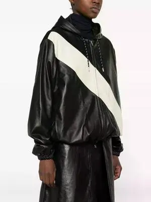 WALES BONNER Leather Hooded Jacket