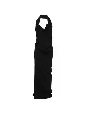 Magda Butrym Rosette Detail Draped Maxi Dress - Black
