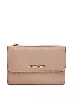 Miu Miu Logo-plaque Trifold Wallet - Neutrals
