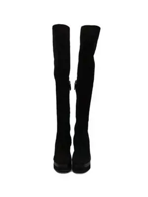 Hermès Suede Platform Wedge Knee-high Boots