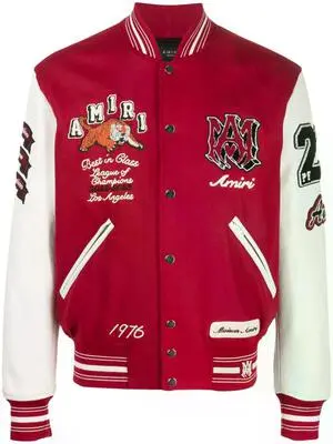 Amiri Logo-patch Varsity Jacket - Red