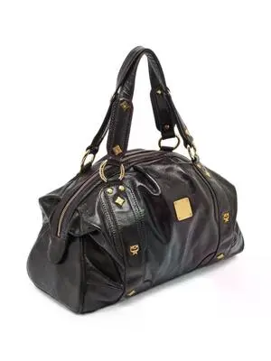 Mcm Studded Patent Leather Satchel Bag