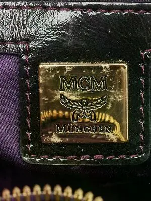 Mcm Studded Patent Leather Satchel Bag