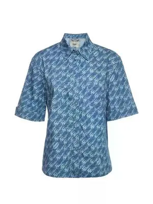 Fendi Logo-print Chambray Shirt - Blue