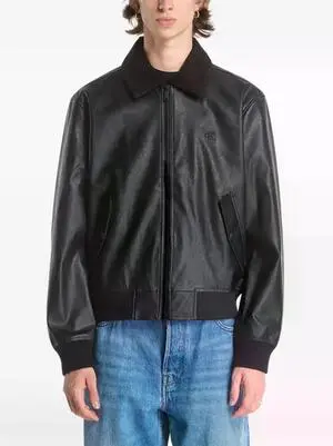 Calvin Klein Shearling-collar Faux-leather Bomber Jacket