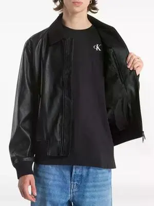 Calvin Klein Shearling-collar Faux-leather Bomber Jacket