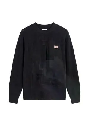 Calvin Klein Waffle-knit Logo-patch Sweater - Blue