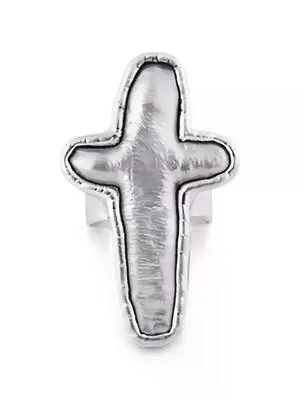 POISONED HEARTS Baroque Pearl Cross Ring