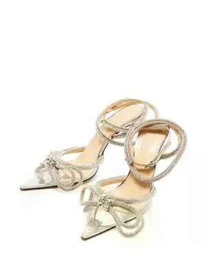 Mach & Mach Double Bow Ankle Strap Pumps - Silver