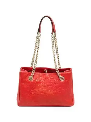 Carolina Herrera Embossed Chain Tote Bag - Red