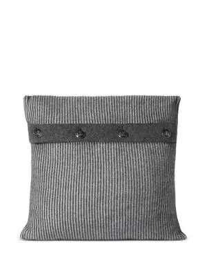 Brunello Cucinelli Cashmere Vanisé Rib Knit Cushion With Metal Buttons - Grey