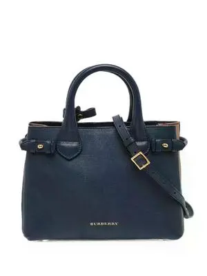 Burberry Small Banner House Check Tote Bag - Blue