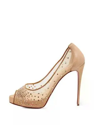 CHRISTIAN LOUBOUTIN Embellished Peep-toe Pumps - Neutrals