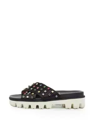 Valentino Garavani Criss-cross Crystal-embellished Sandals - Black