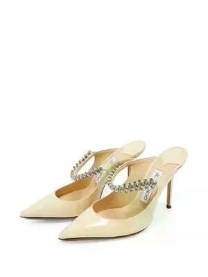 JIMMY CHOO Bing Crystal-embellished Heeled Mules - Neutrals