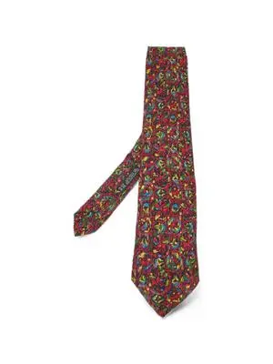 Brioni Graphic-motif Silk Tie - Red