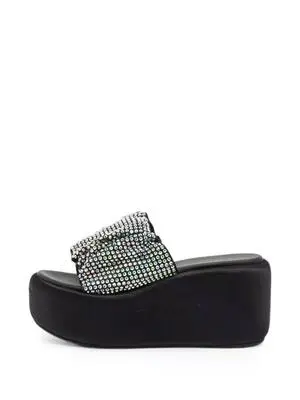 LE SILLA Crystal-embellished Wedge Sandals - Black