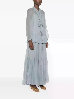 Chloé Ruffled Silk-mousseline Maxi Dress - Blue