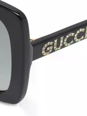 Gucci Crystal-logo Sunglasses - Black