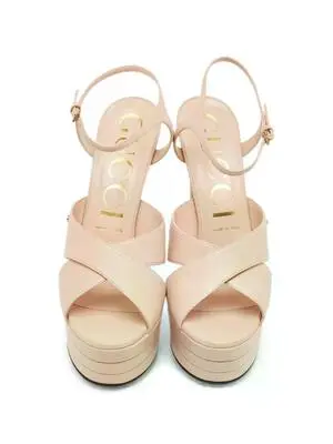 Gucci Angel Leather Platform Sandals