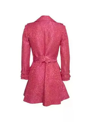 Alice + Olivia Floral Jacquard Belted Trench Coat - Pink