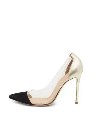 GIANVITO ROSSI Plexi Pointed Pumps - Gold