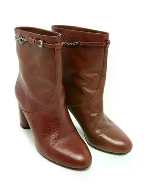 Dior Leather Chain-link Block Heel Ankle Boots