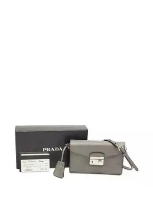 Prada Saffiano Leather Mini Crossbody Bag - Grey