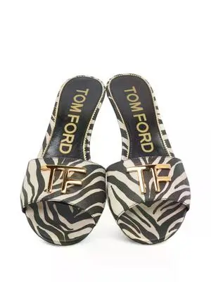 TOM FORD Zebra Print Open Toe Kitten Heel Sandals
