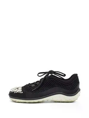 Miu Miu Embellished Mesh Sneakers - Black