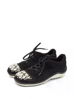 Miu Miu Embellished Mesh Sneakers - Black