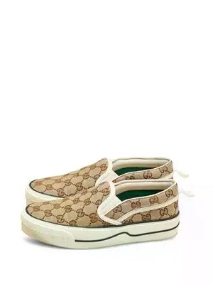 Gucci 1977 Logo-print Gg Supreme Canvas Slip-on Sneakers - Neutrals
