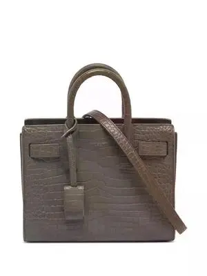 Saint Laurent Sac De Jour Crocodile-embossed Tote Bag - Grey