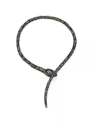 Roberto Cavalli Snake Enamel Necklace - Black