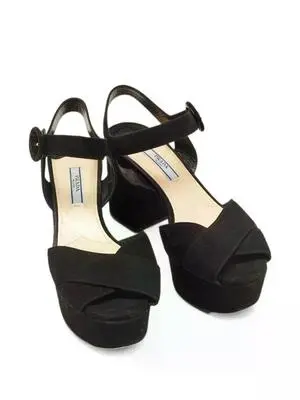 Prada Platform Ankle-strap Sandals - Black