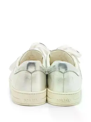 Prada Metallic-effect Lace-up Sneakers