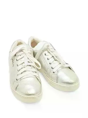 Prada Metallic-effect Lace-up Sneakers