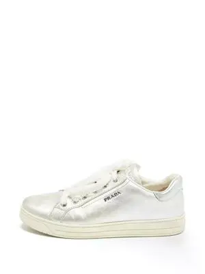 Prada Tone Metallic Leather Lace-up Sneakers