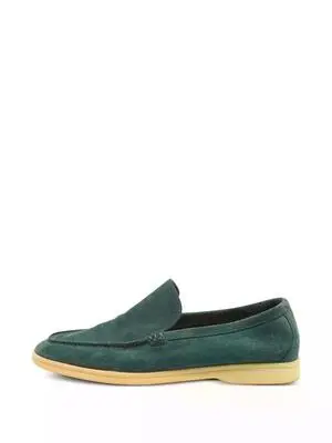 Loro Piana Summer Walk Loafers In Blue Suede - Green