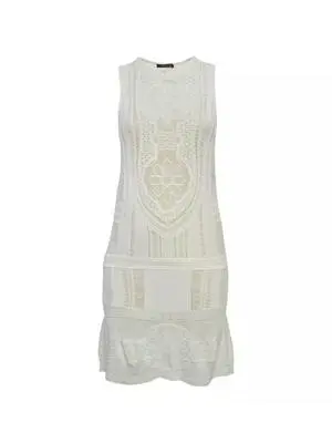 Roberto Cavalli Lace Detail Mini Dress - White