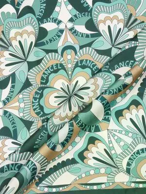 LANCEL Motif Floral Logo-print Silk Scarf - Multicolour