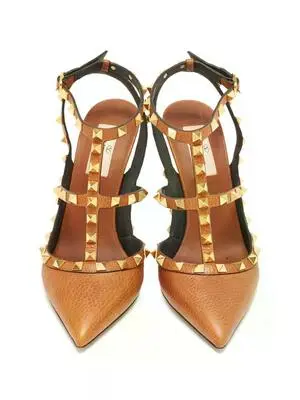 Valentino Garavani Rockstud Ankle Strap Pumps - Brown