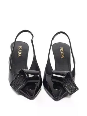 Prada Bow-detail Pointed-toe Slingback Heeled Pumps