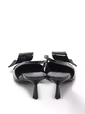 Prada Patent Leather Bow Detail Slingback Kitten Heels