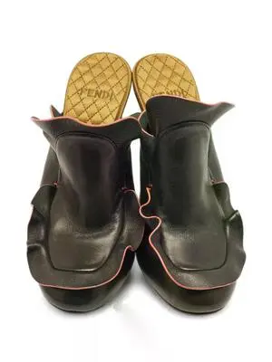 Fendi Wave Ruffle High Heel Mules