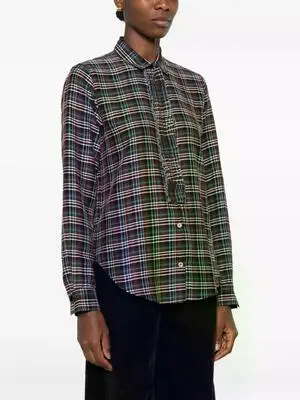 FORTE_FORTE Ruffled-trim Tartan-print Shirt