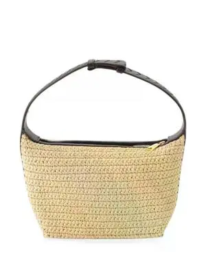Bottega Veneta 2024 Mini Nappa Intrecciato Trimmed Raffia Wallace Handbag - Neutrals